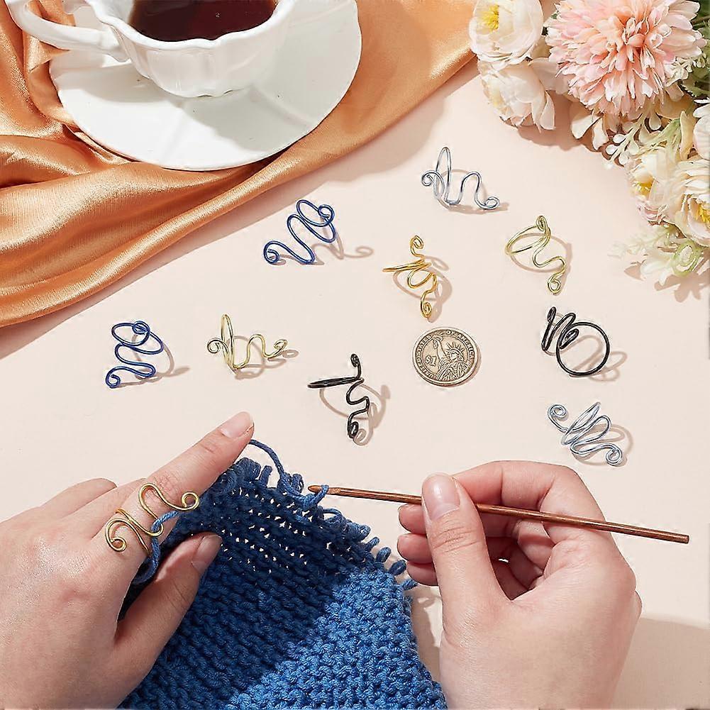 10 Pcs 5 Colors Crochet Tension Ring Inner 0.67 incn Aluminum Wrapped ...