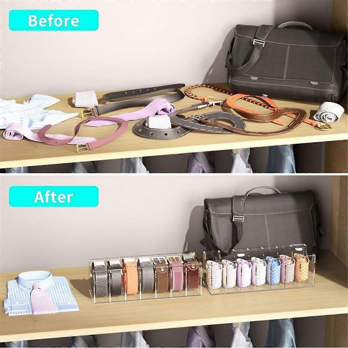 Acrylic Belt Storage Box Transparent Storage Belt Tie Box Multi ...