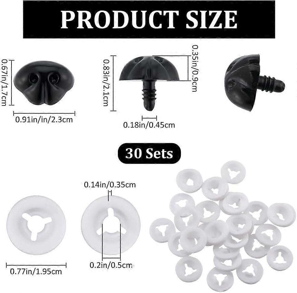 1 Box 30Pcs Large Plastic Doll Noses 23mm Black Safety Noses Stuffed ...