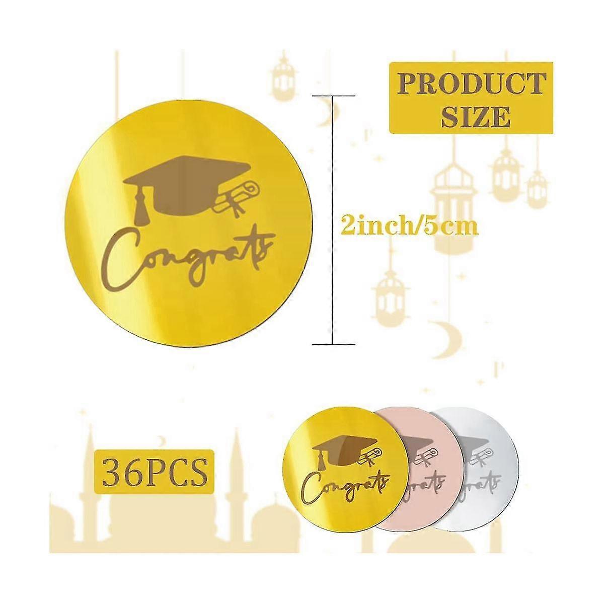 36pcs Graduation Cupcake Toppers Acrylic Cake Disc Cake Toppers Round ...