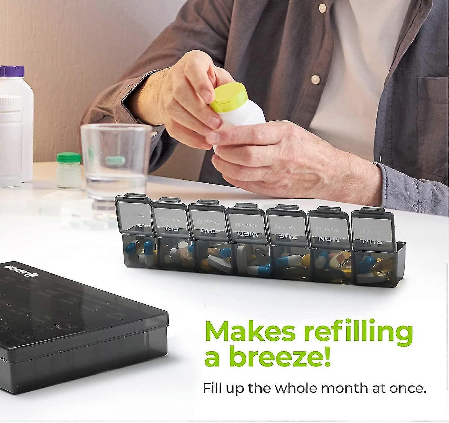 Monthly Pill Organizer Box Organized By Week, One Month 4 Weeks Pill ...