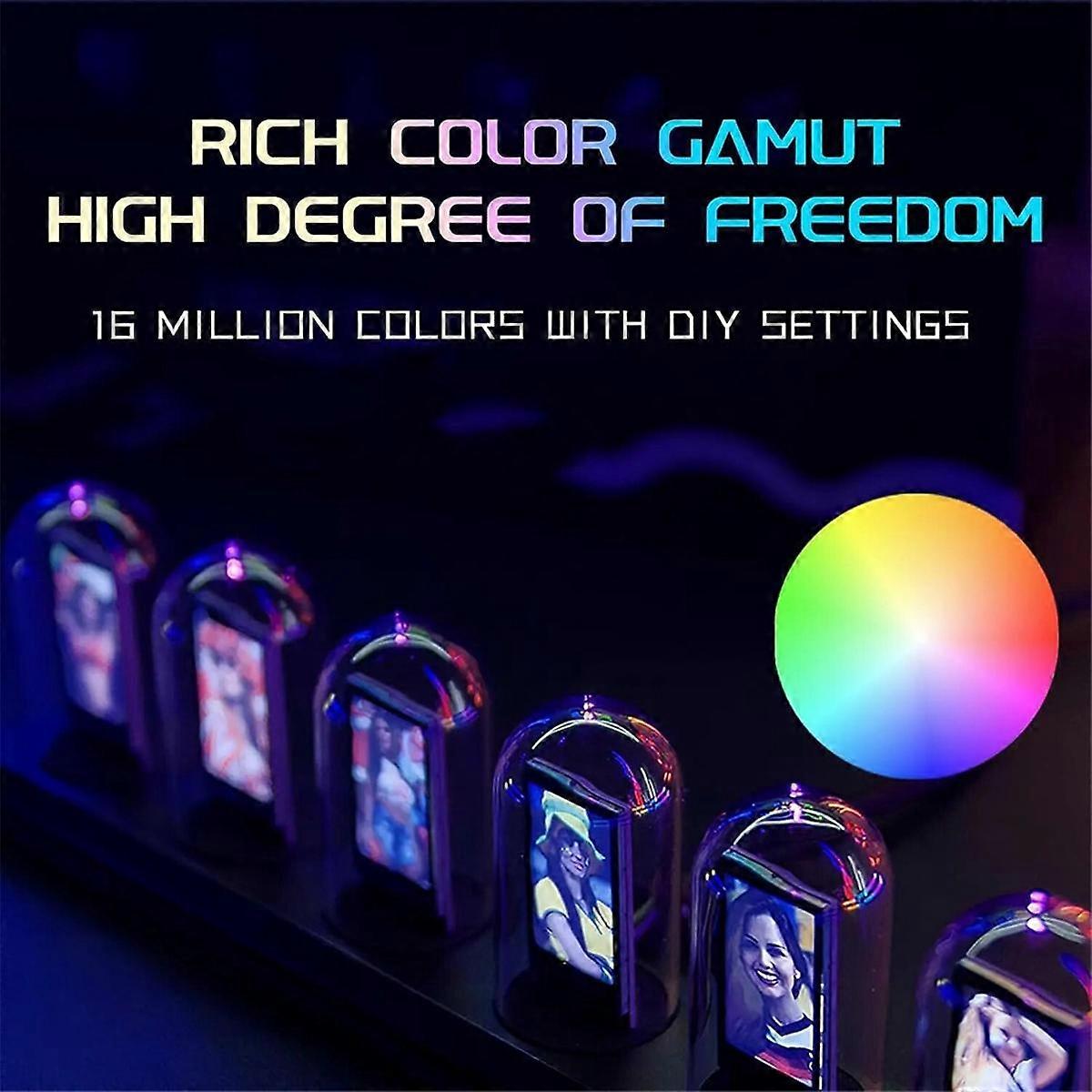 DIY LED Nixie Tube Clock RGB IPS Color Screen Digital Clock Glows WIFI ...