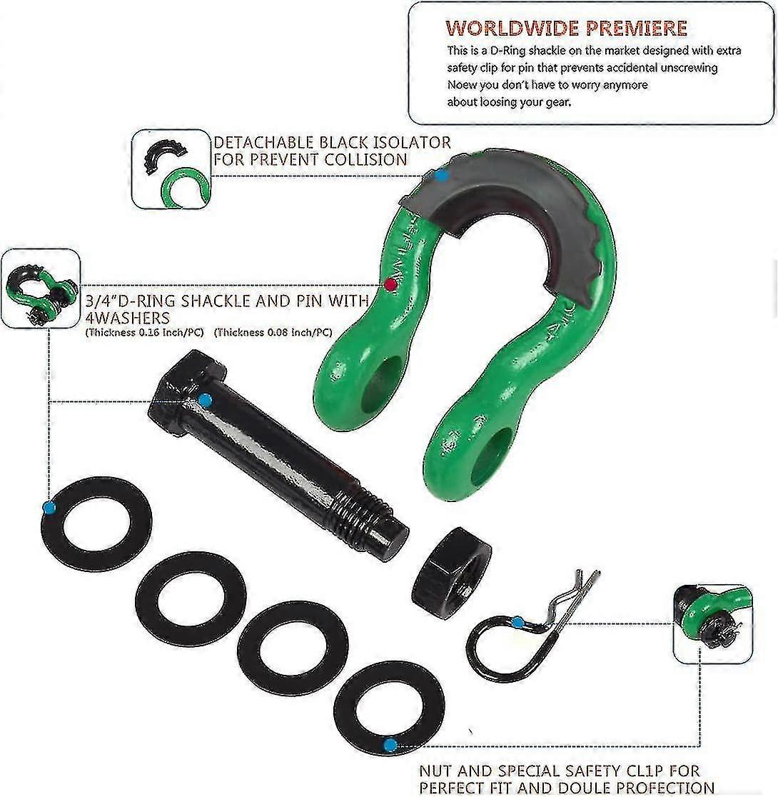 Shackles 3/4 Inch D Ring Shackle (2 Pack) 45,000lb Break With 7/8 Inch ...