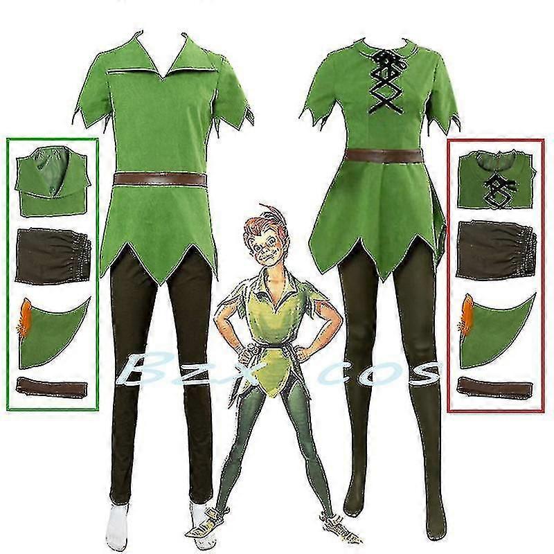 Peter Pan Cosplay Anime Costume Green Elf Uniform Dresses Boys Girls ...