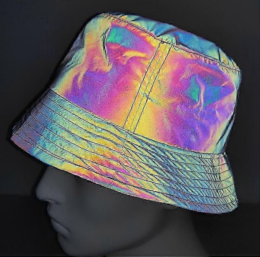 Fluorescent Hat Rainbow Reflective Basin Caps Men Night Halloween Cap ...