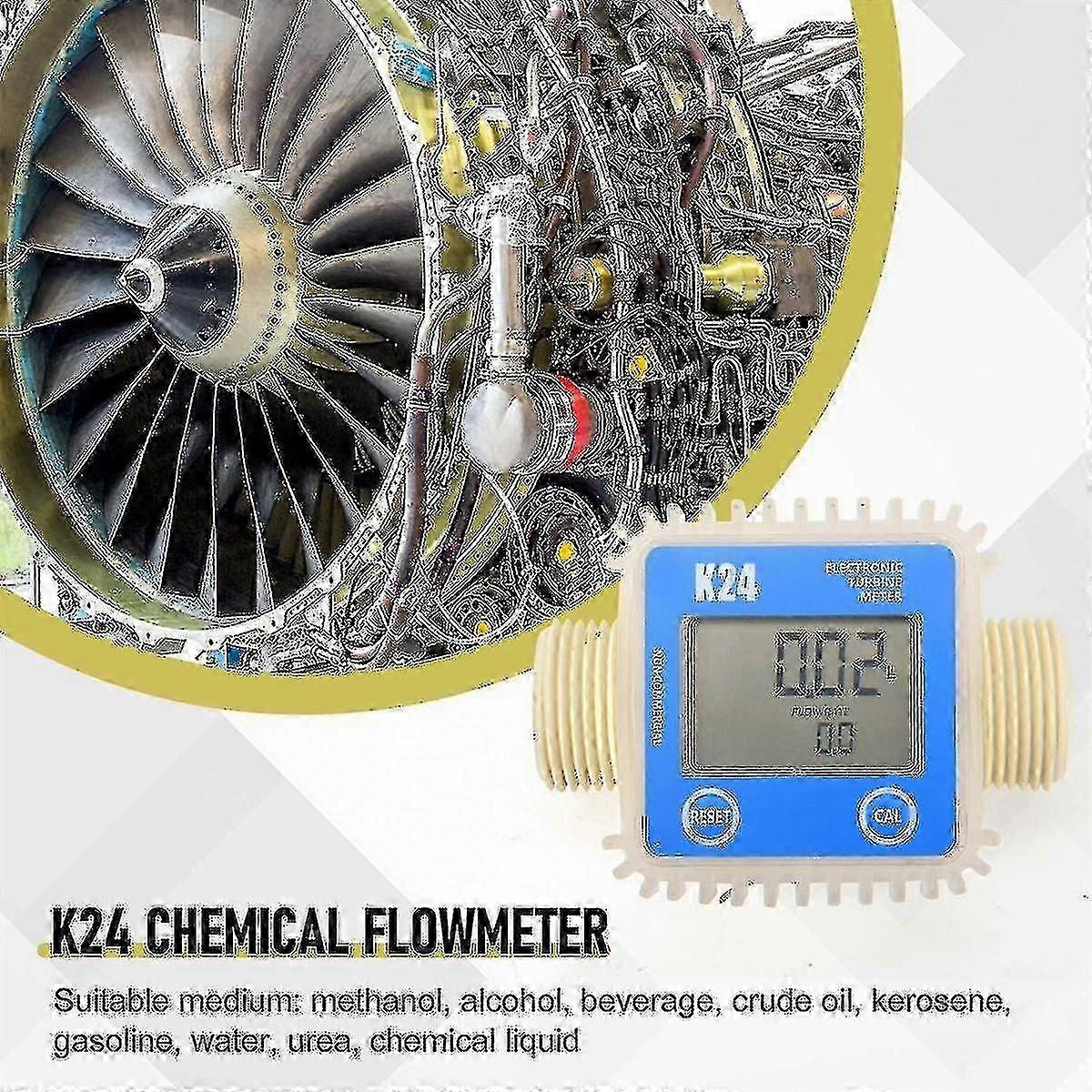 Digital Lcd K24 Flow Meter Turbine Fuel Flow Tester For Chemicals Water ...