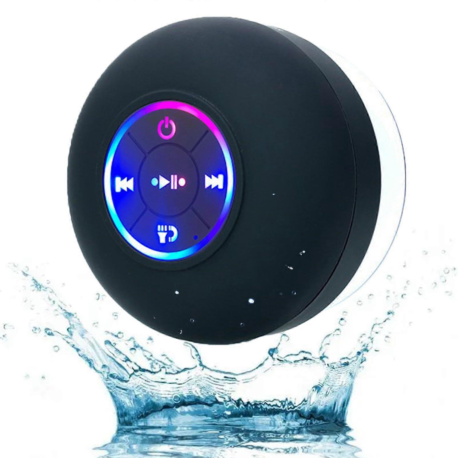 Mini Bluetooth Shower Speaker with LED Light & Suction Cup, Waterproof ...