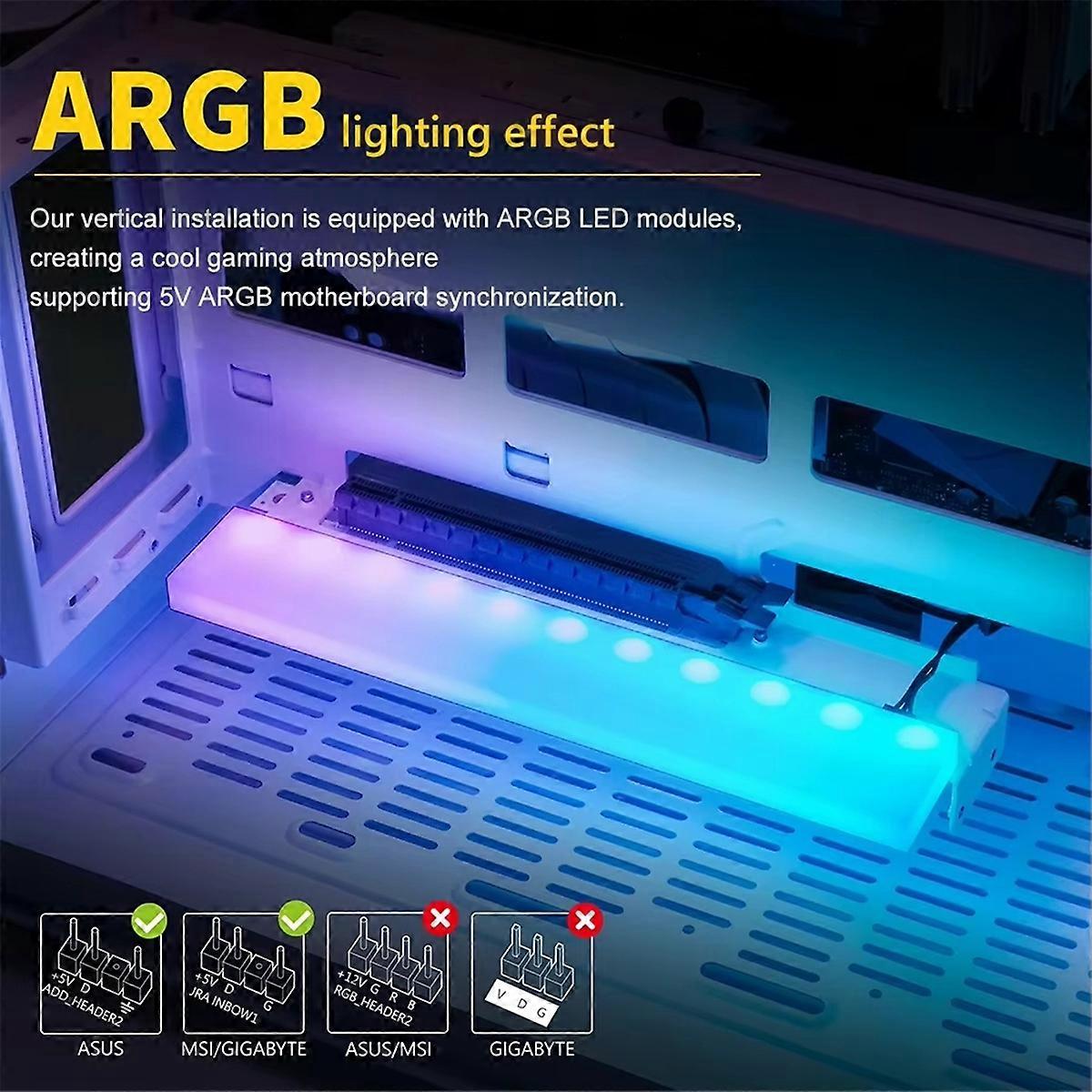 Universal Vertical GPU Holder PCIe 4.0 X16 Kit Riser ATX Case 5V 3PIN ...