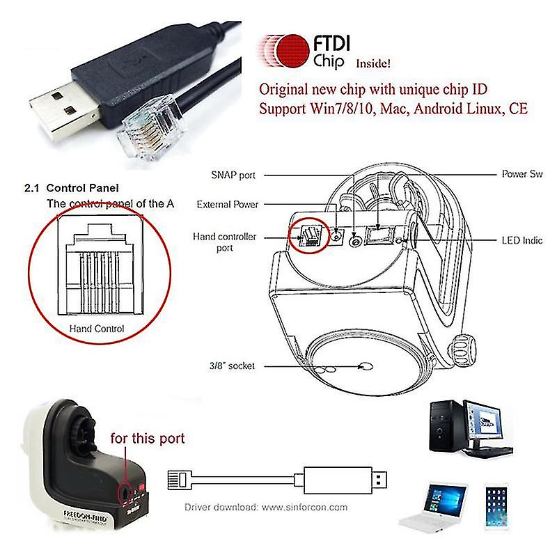 Usb To Rj11 Rj12 6p4c Adapter Serial Control Cable Eqmod Cable For ...