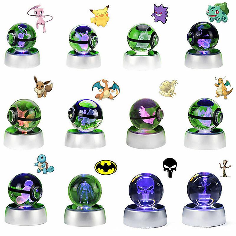 Pokemon Crystal Ball 3d Toy Snorlax Mewtwo Pikachu Figures Pokmon Led ...