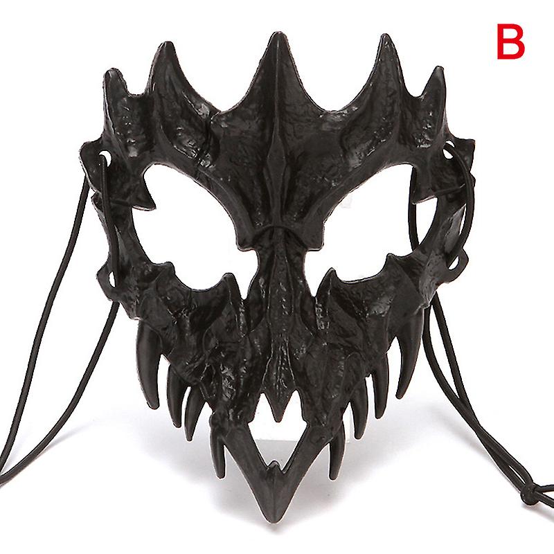 Party Mask Long Teeth Demon Samurai Skeleton Half Face Mask Wolf Dragon ...