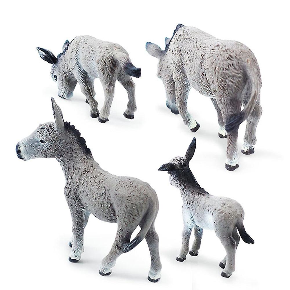 Realistic grey donkey figurines cute animals toys model farm pasture ...