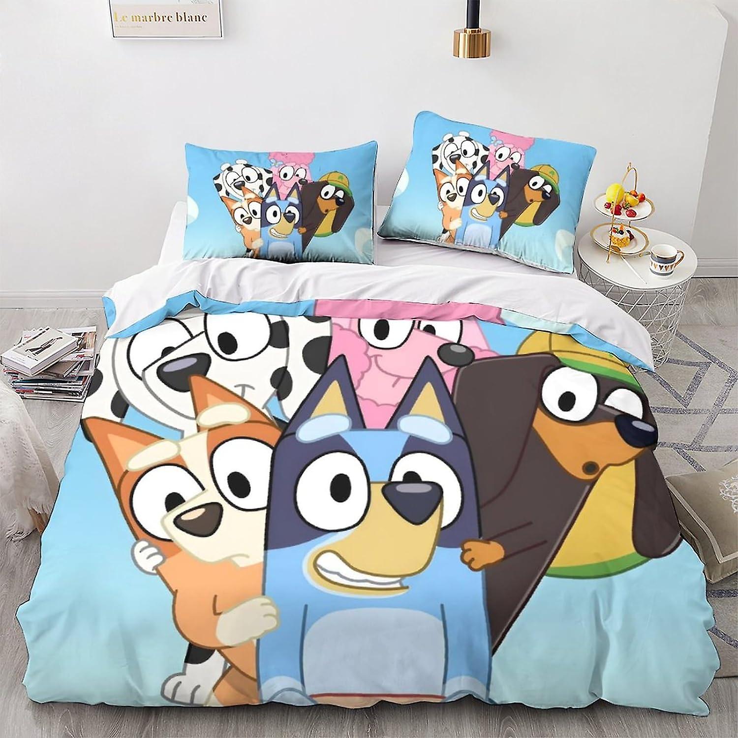 Entemah Bluey Bedding Set Duvet Cover Soft Microfiber Cute Anime Quilt ...