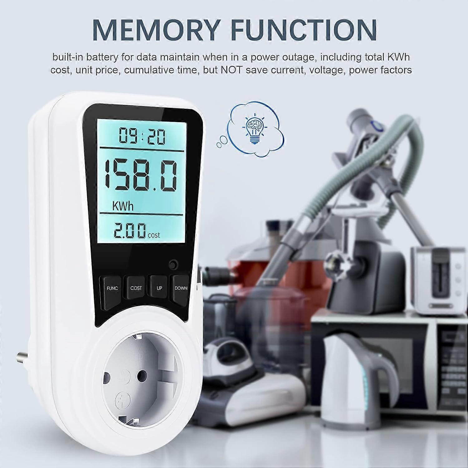 Electricity meter for plug-in electricity meter, 16A energy cost meter ...