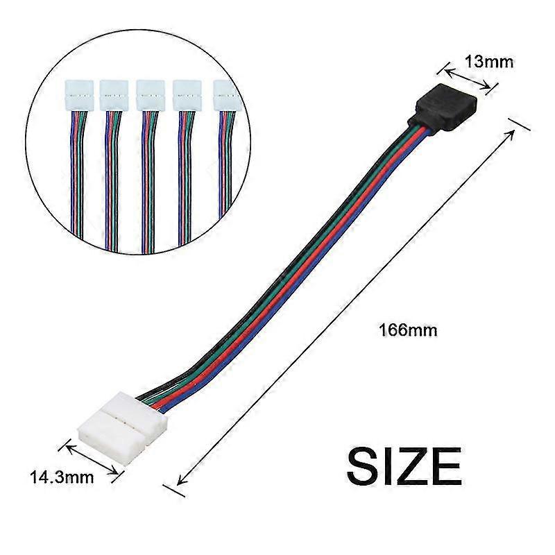 10 X Rgb 5050 3528 Led Strip Lights Connectors, 4 Pin 10mm Male Female Pcb Connector Wire Cable ...