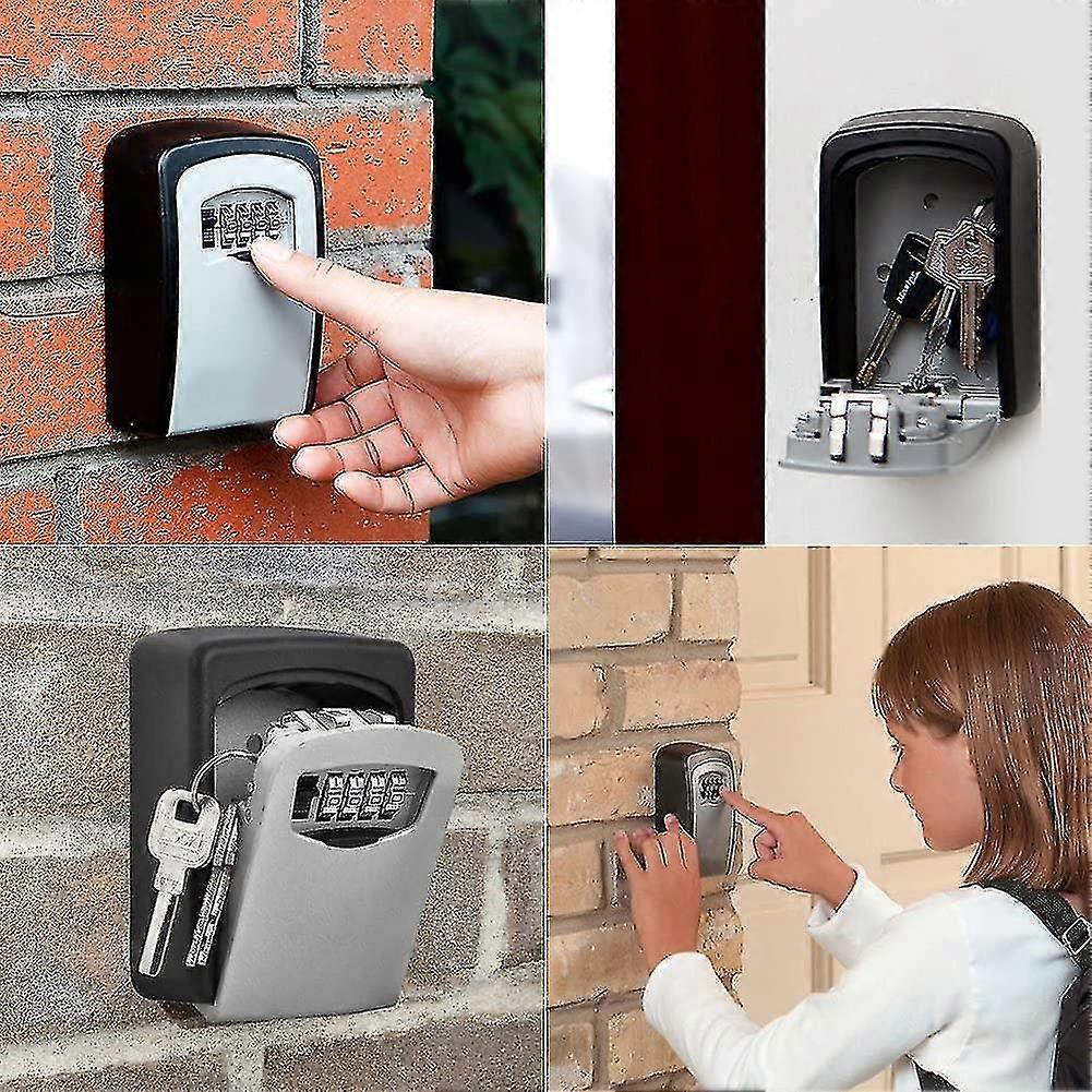 Key Lock Box 4 Digit Combination Wall Mount Key Safe Security Storage ...
