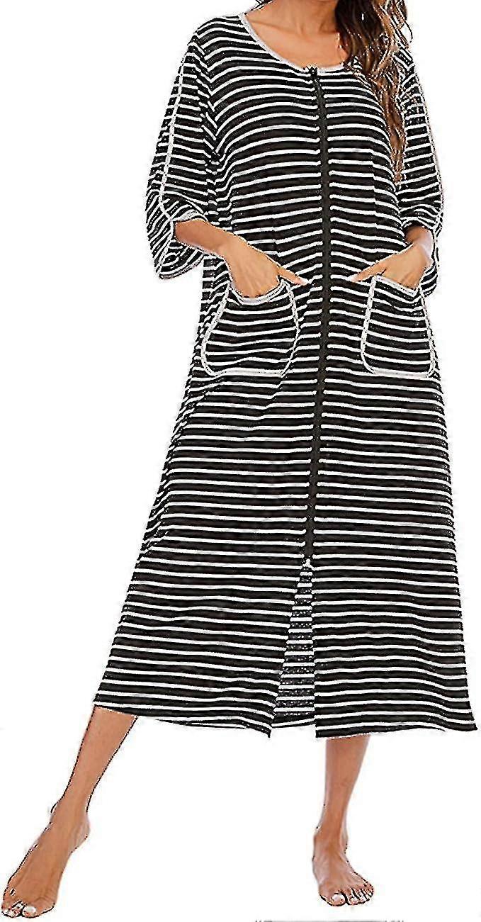 Womens Robes Dressing Gowns,women Zipper Robe Short/long Sleeve ...