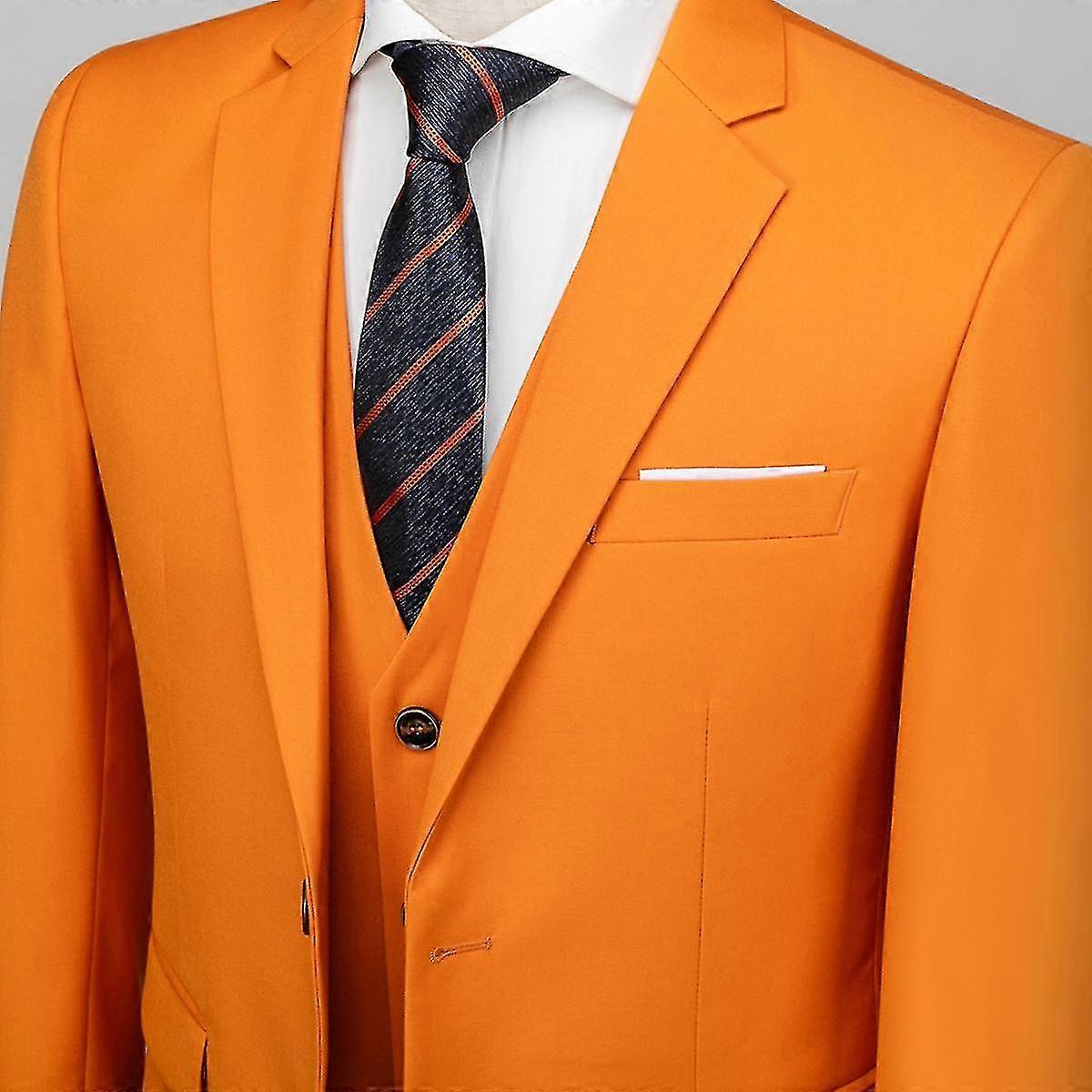 Men's 3 Pieces Elegant Solid One Button Slim Fit Suit Sets-b | Fruugo UK