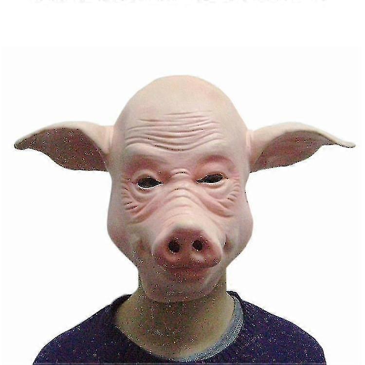 Pig Head Mask Rubber Latex Animal Costume Full Head Mask Halloween ...