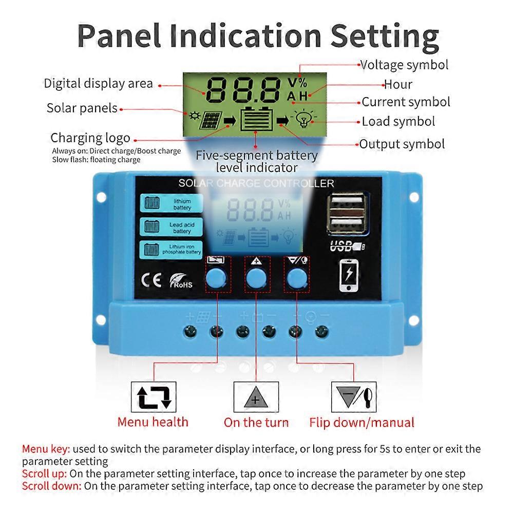 New 10A 20A 30A 12V 24V MPPT Solar Charge Controller 50VDC PV Regulator ...