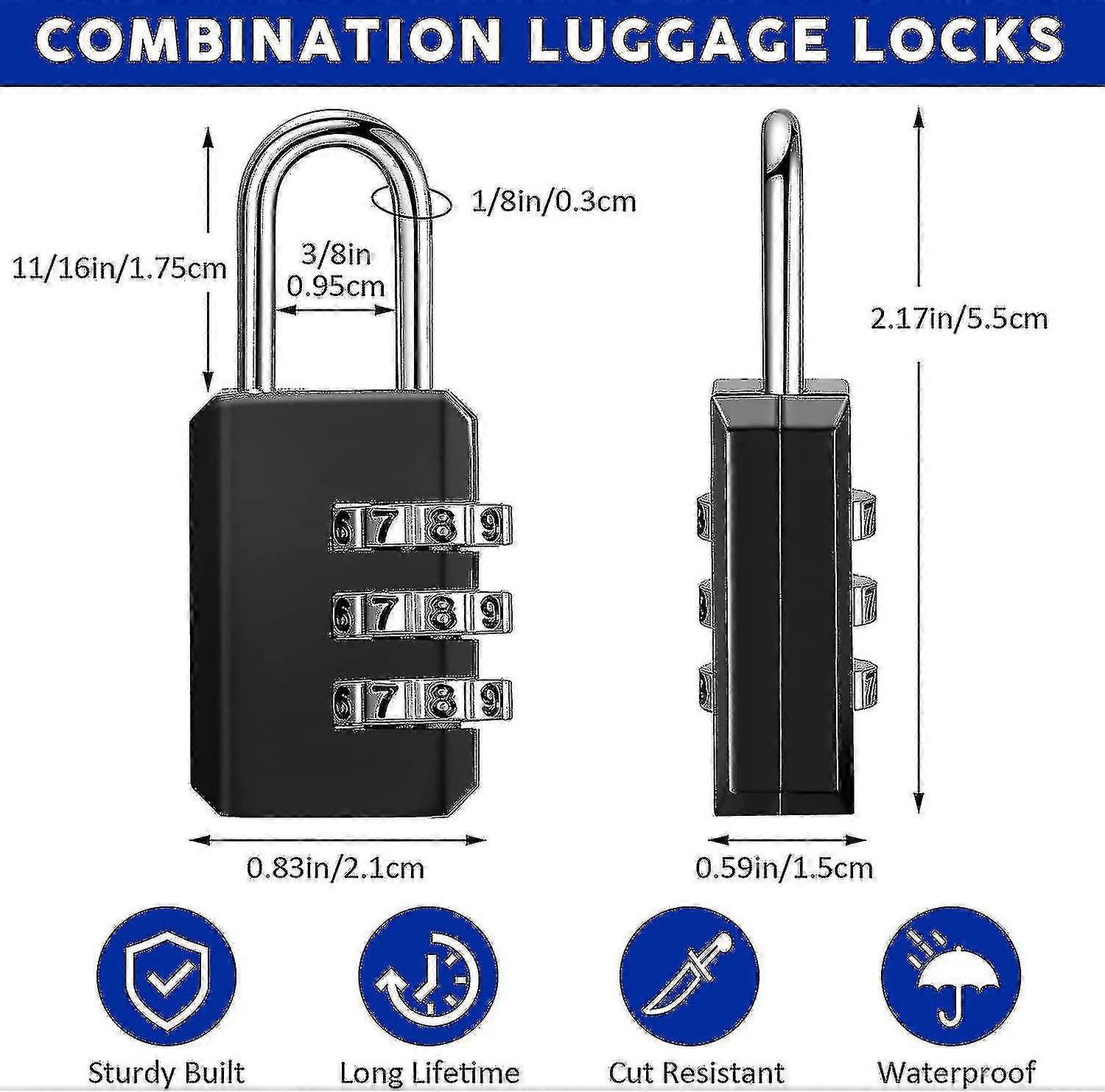 Small Padlock - 3 Digit Combination Lock (Pack of 50) | Fruugo UK