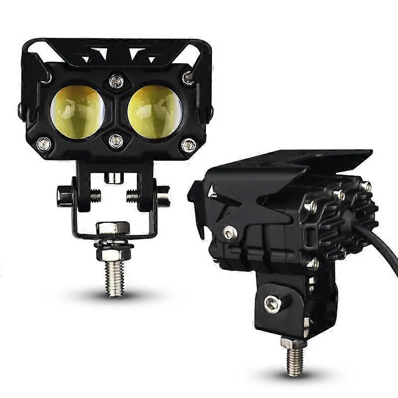 Motorcycle LED Double Bead Spotlight Light Lens External Working Light ...