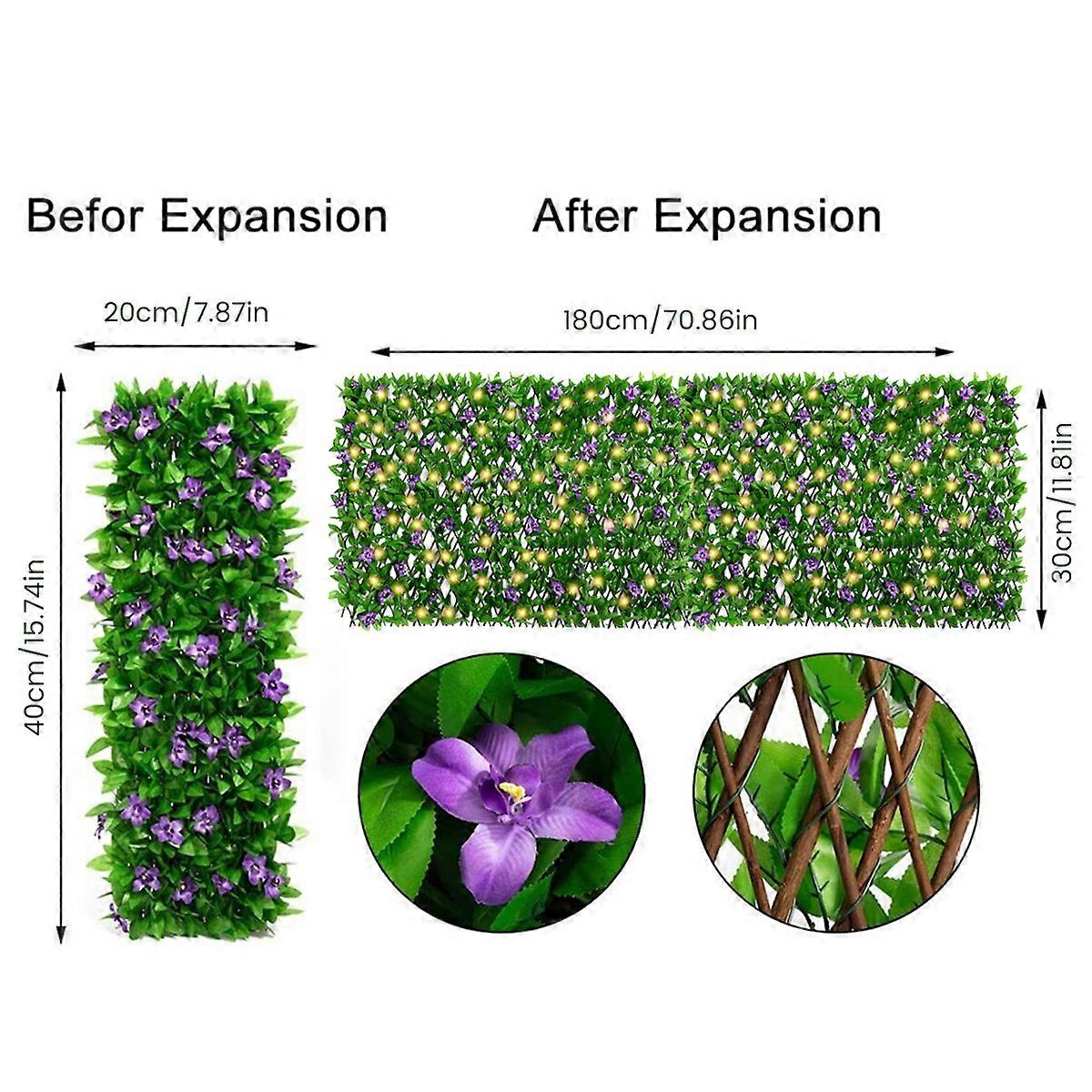 Expandable Fence with Solar Light String Stretchable Foliage Privacy ...