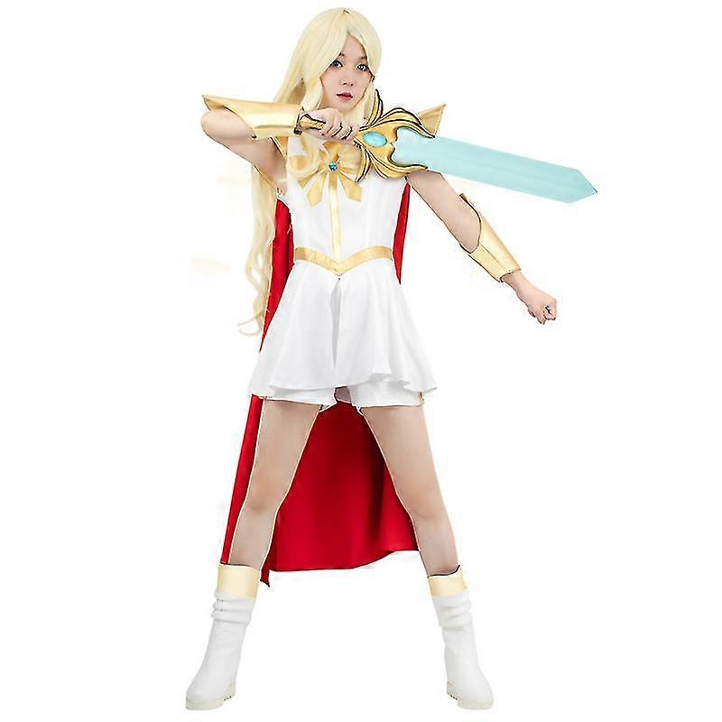 She Ra Cosplay Costume Power Princess She Ra Cosplay Dress With Red Cloak White Dress Uniform ...