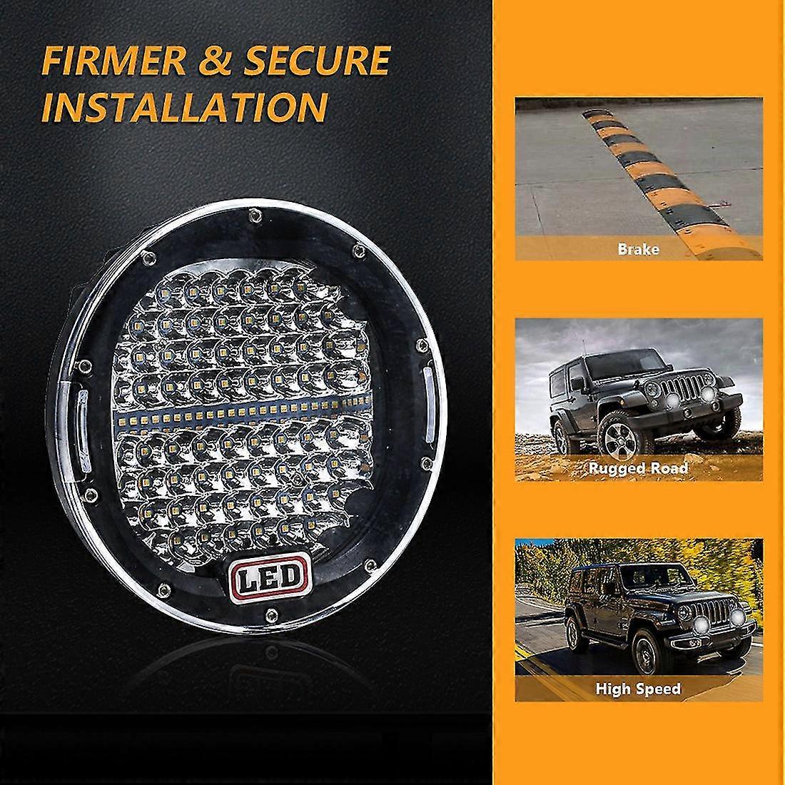 7 Inch 300w Offroad Led Work Light Bar White+amber, Round Spotlight Car ...