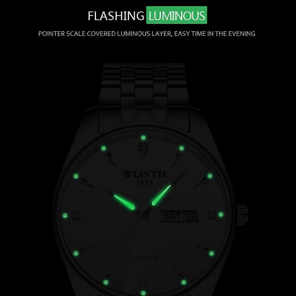Type F WLISTH S520 Date Week Display Luminous Quartz Wrist Watch for ...