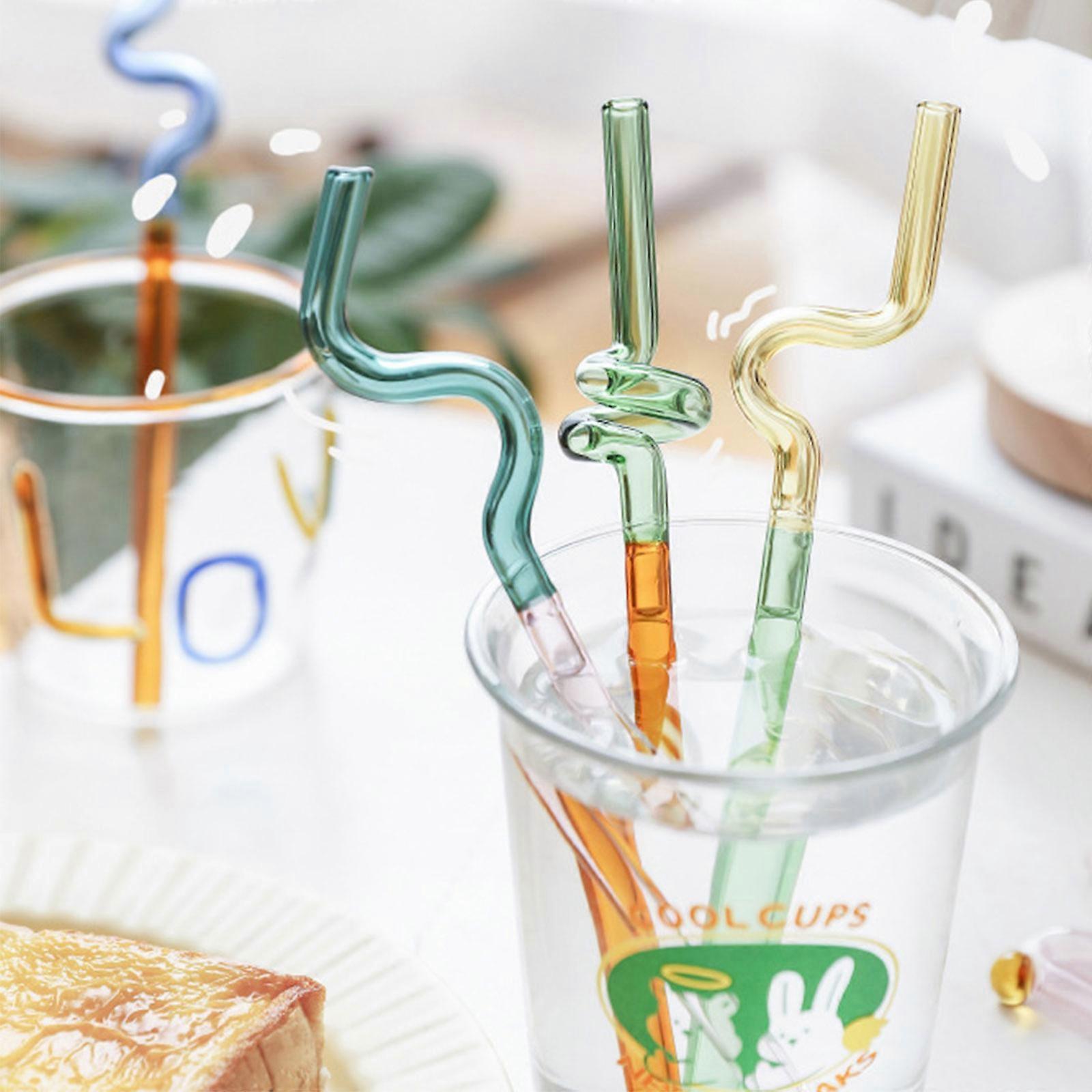 Glass Drinkware Straws Spiral Shape for Frozen Drinks Environmentally ...