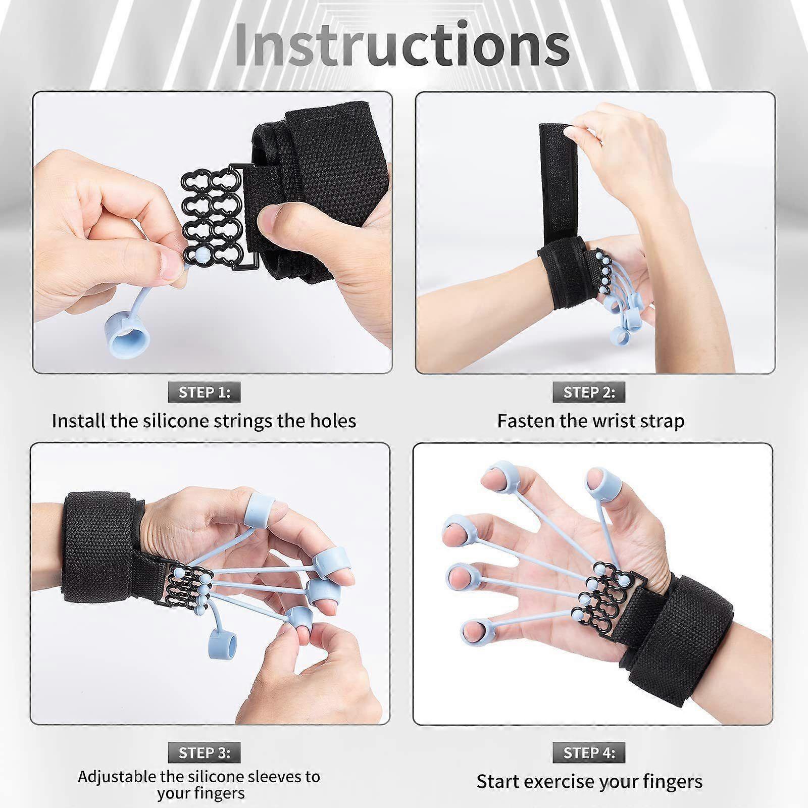 Finger Extender Exerciser, Finger Resistance Band Elastic Hand Grip ...