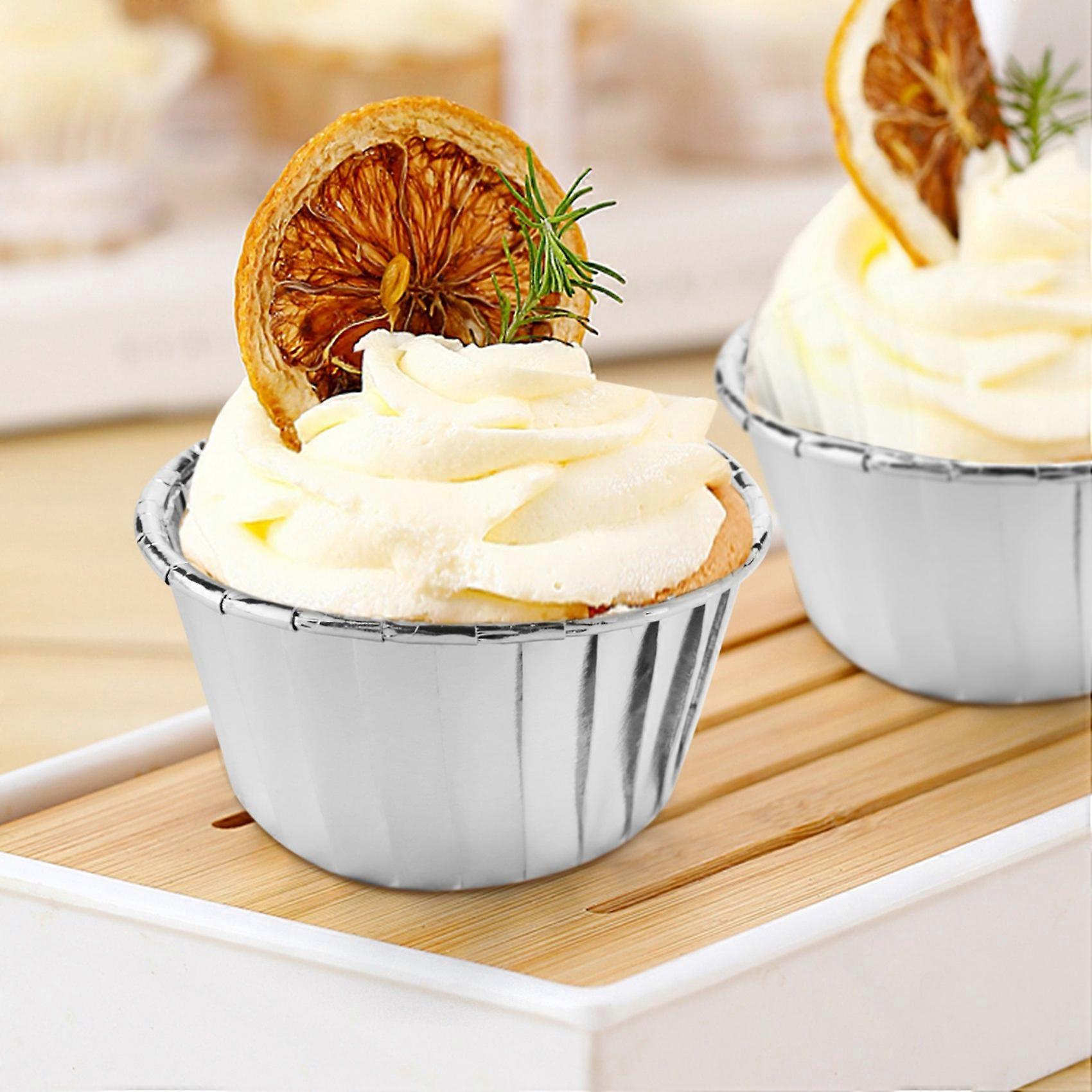 50Pcs Aluminum Foil Cupcake Cups Muffin Liners Baking Cups Aluminum ...