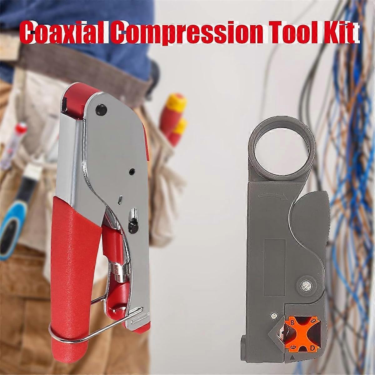 Coax Cable Crimper Tool Kit with 20pcs F Type RG59 RG6 Cable Stripper ...