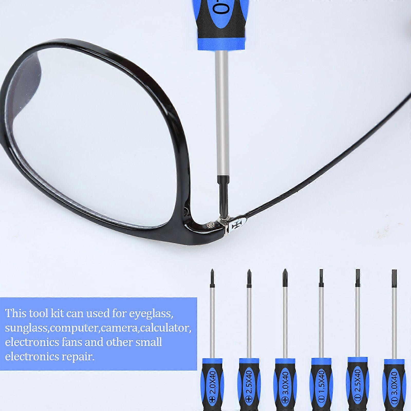 Eyeglass Repair Kit with 6 Pcs Magnetic Screwdrivers and Glass Screw ...