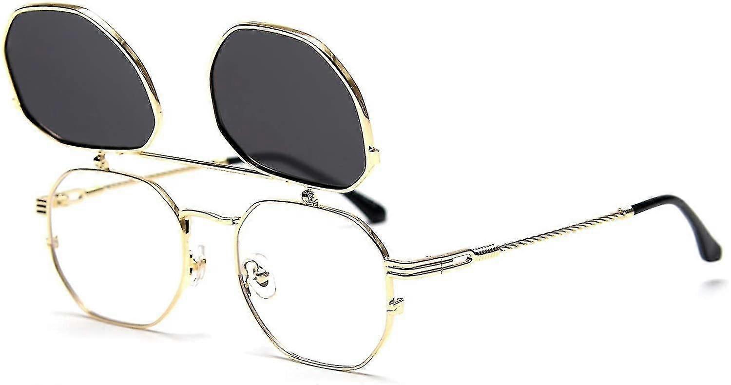 Flip Up Sunglasses Men Women Polarized Steampunk Flip Sunglasses With ...