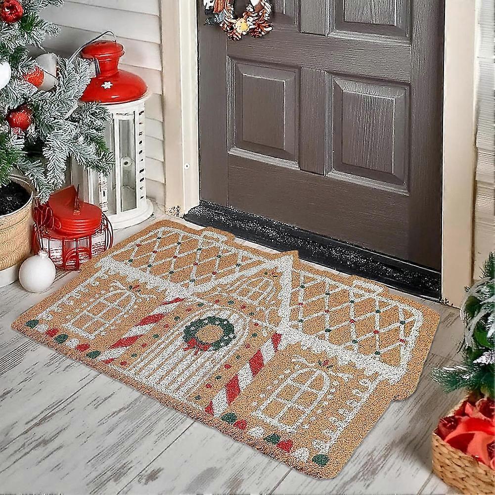 Gingerbread House Door Mat Xmas Welcome Mat Indoor Outdoor Non Slip ...