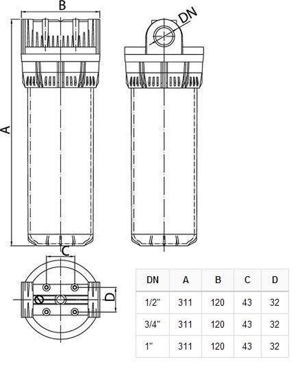 1/2" 3/4" 1" BSP Whole House Water Purifier Filter System Kit with ...