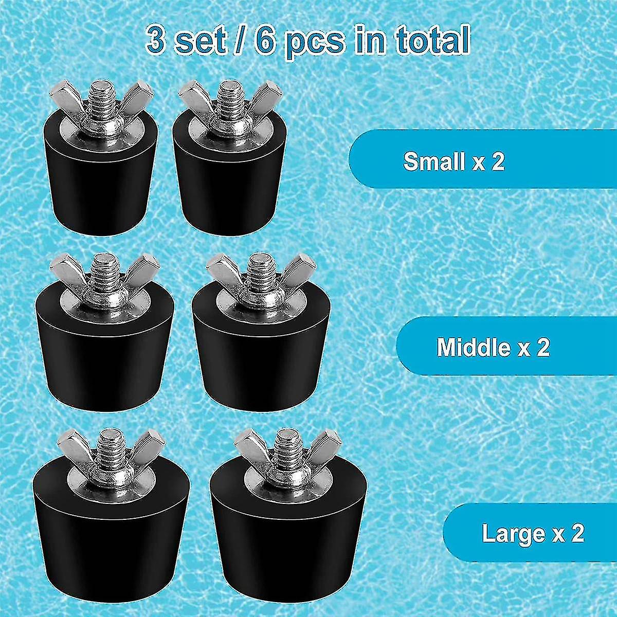 6 Pack 3 Size Pool Winterizing Plug for Swimming Pool Holes,Expansion ...