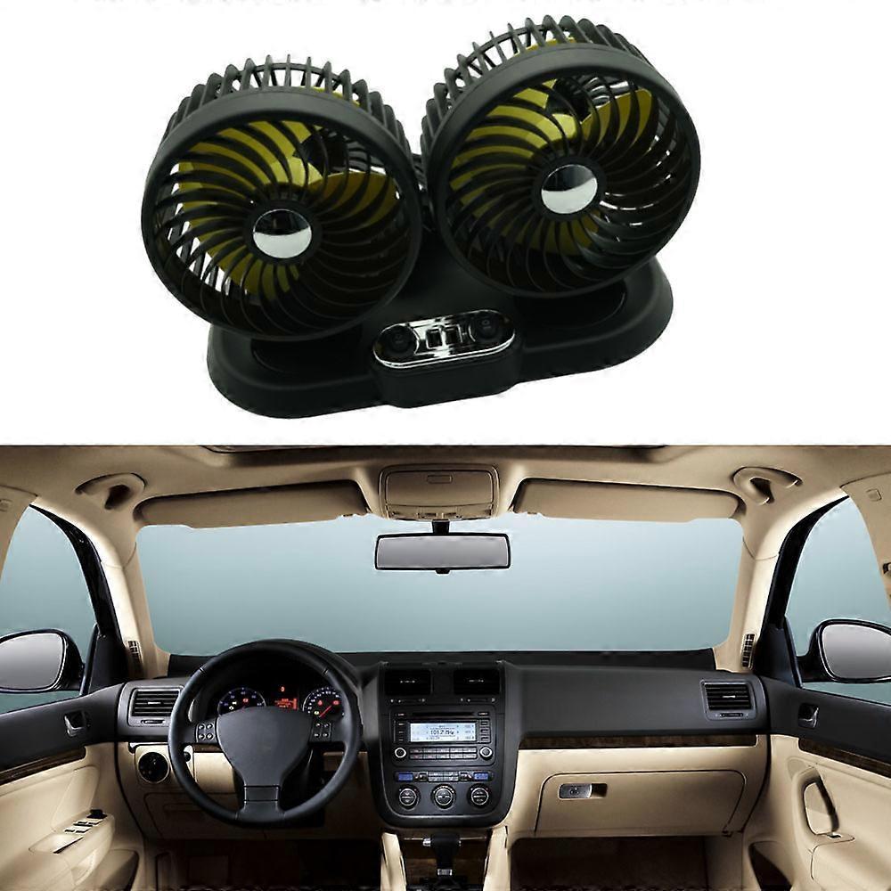 LBQ 12/24V Car Dual Head Dashboard Air Fan 2 Speeds Adjustable Auto ...