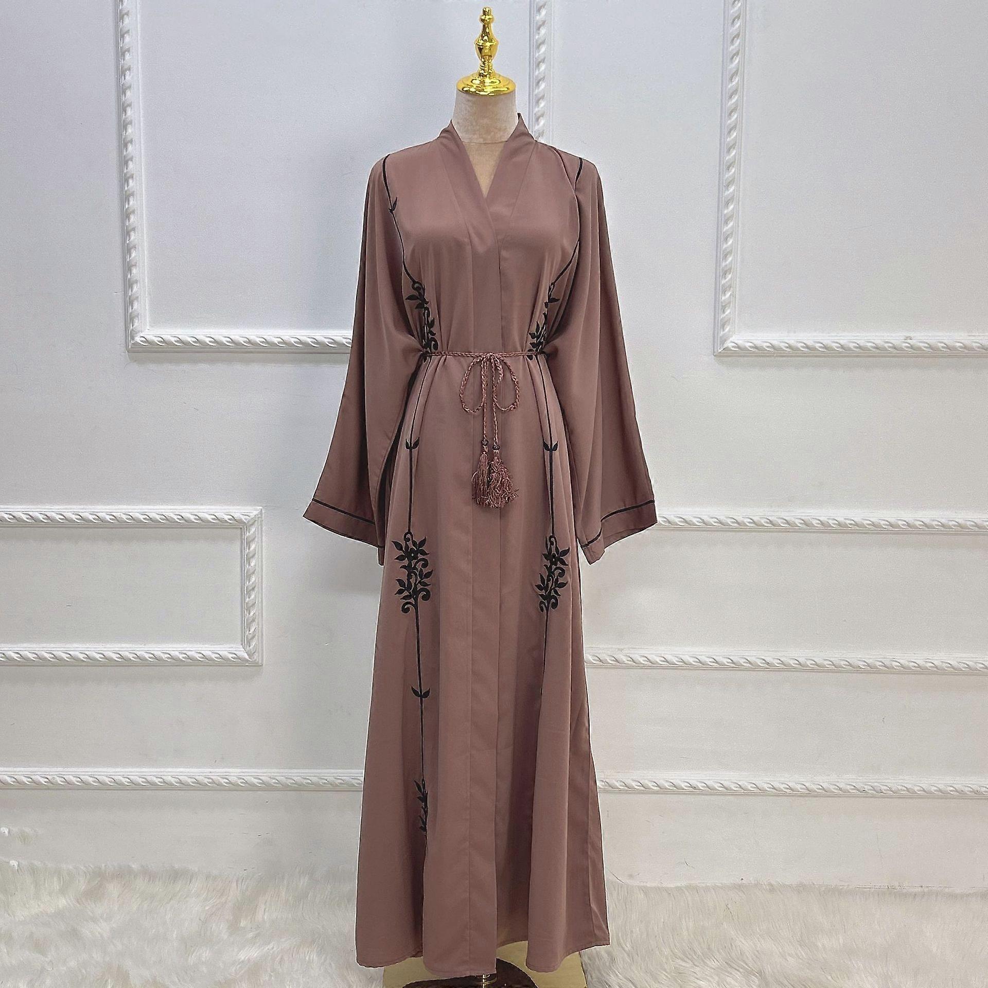 Open Abaya Kimono Muslim Embroidery Arabic Hijab Dress Summer Abayas for Women Dubai Party ...