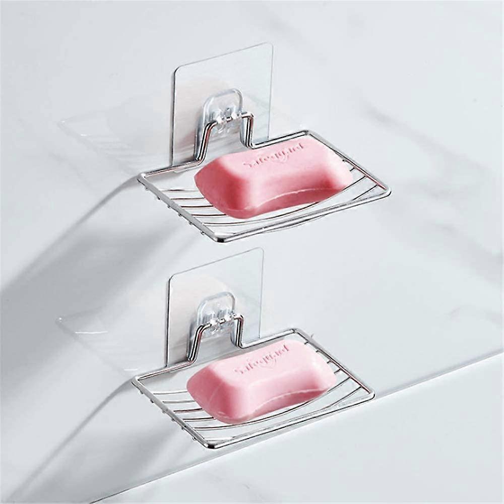 Stainless Steel Soap Dish Rack 2 Pack Self Adhesive Wall Mounted Soap ...