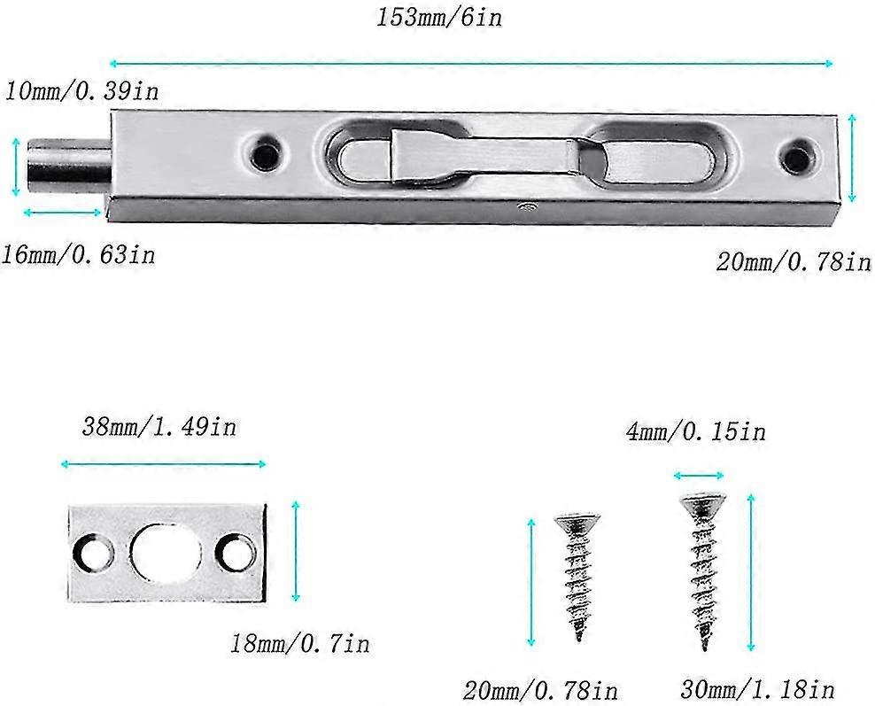 mortise Lock Door Latch 6 Inch Sliding Latch Lever Handle Concealed ...