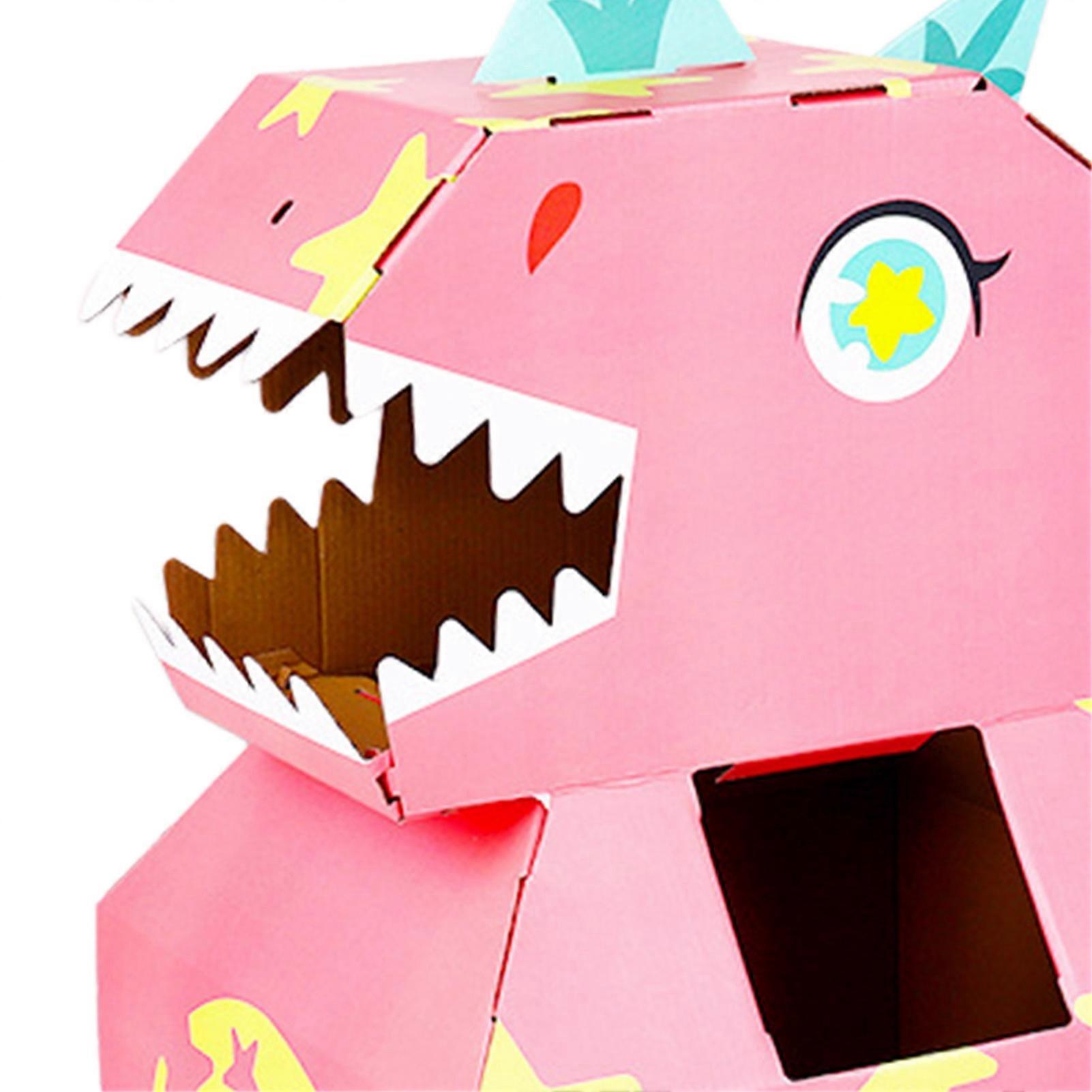 Paper Dinosaur Head Costumes Toy DIY Wearable Interactive Cardboard ...