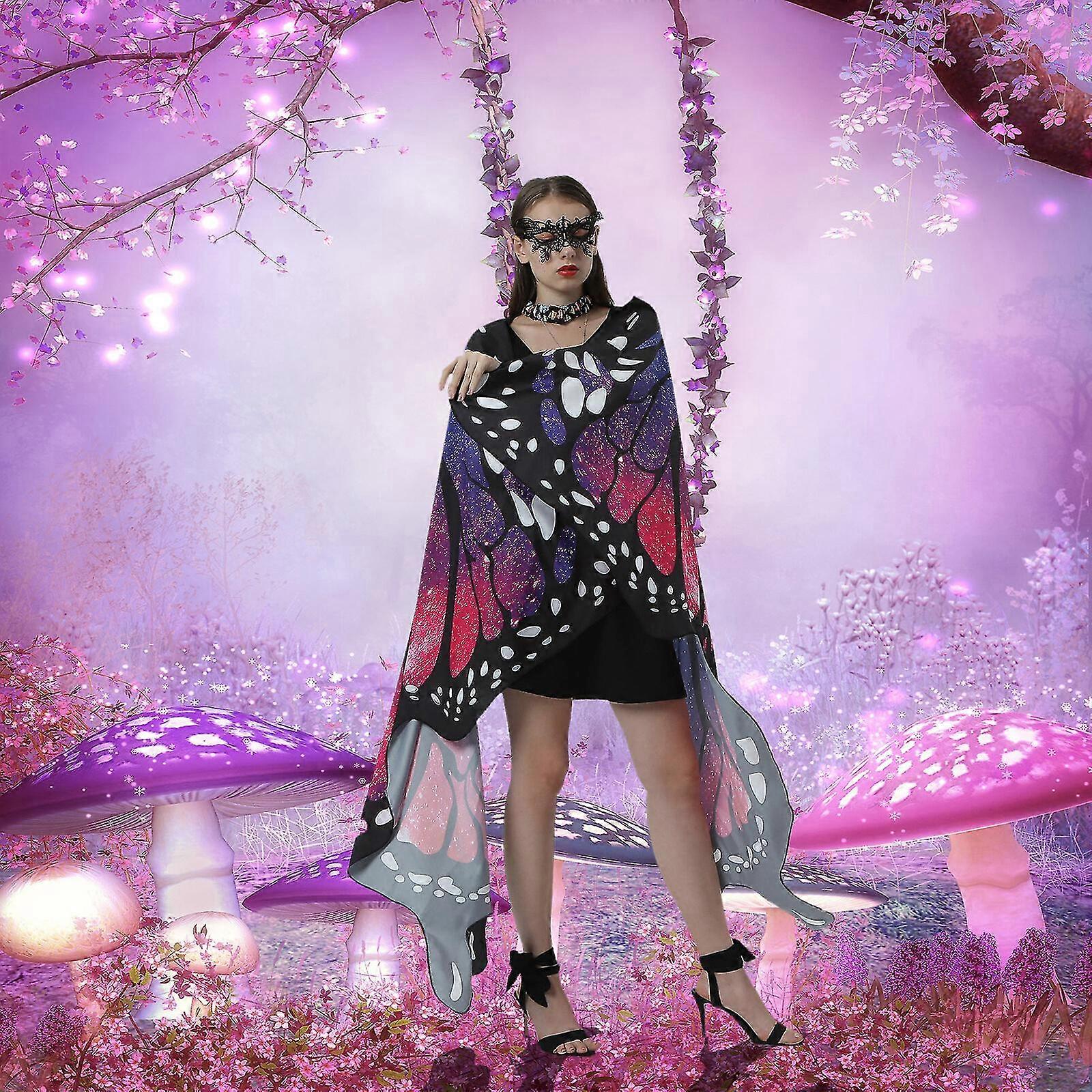 Anime Cosplay Wings Butterfly Shawl Pendant Adult Rotating Black Dance ...