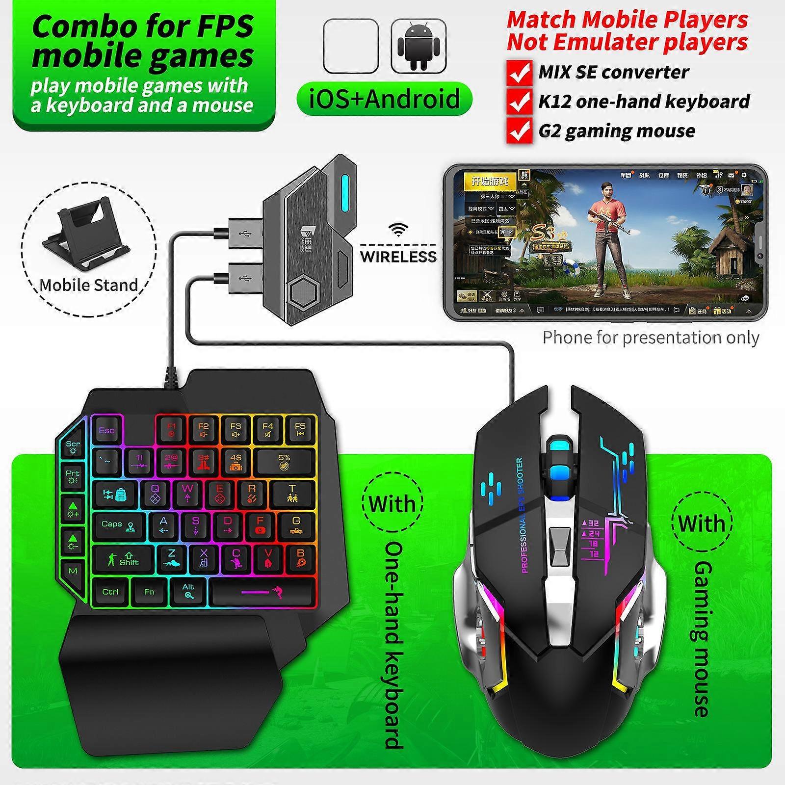 Mobile Phone Keyboard Mouse Gamepad Adapter Bluetooth USB Port ...