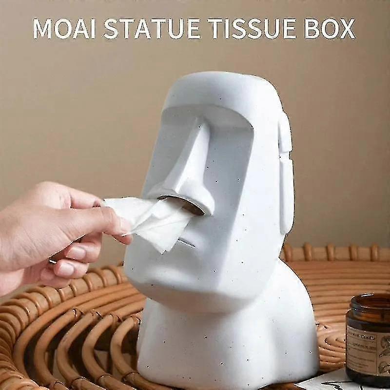Moai Tissue Box Easter Island Boulder Statue Personality Stone ...