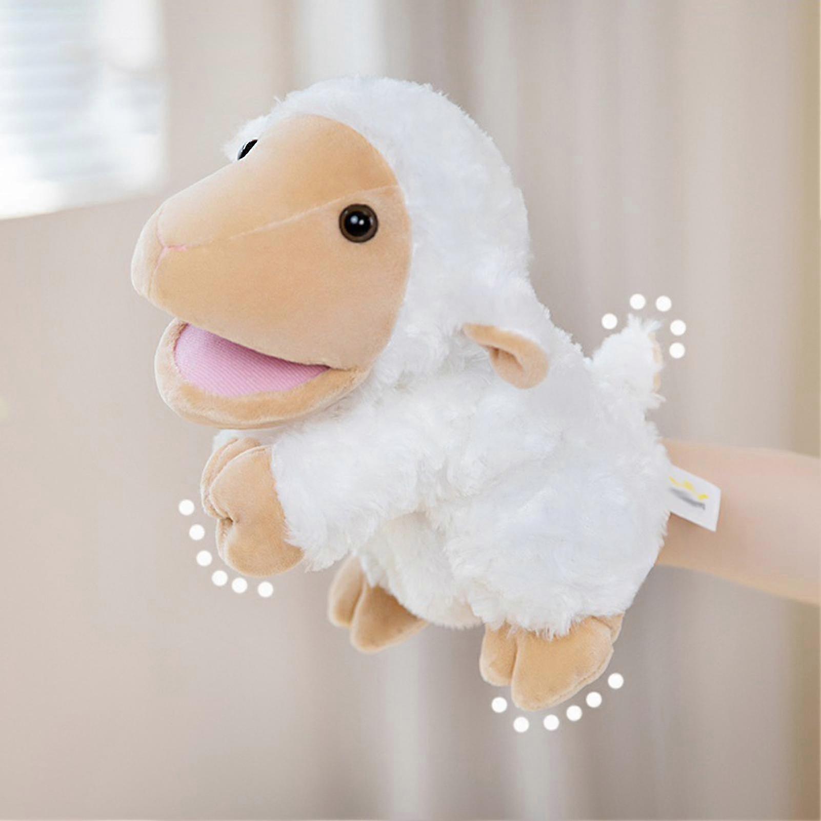 Plush Farm Animal Hand Puppet Toy Movable Mouth Dog Duck Horse Cow ...