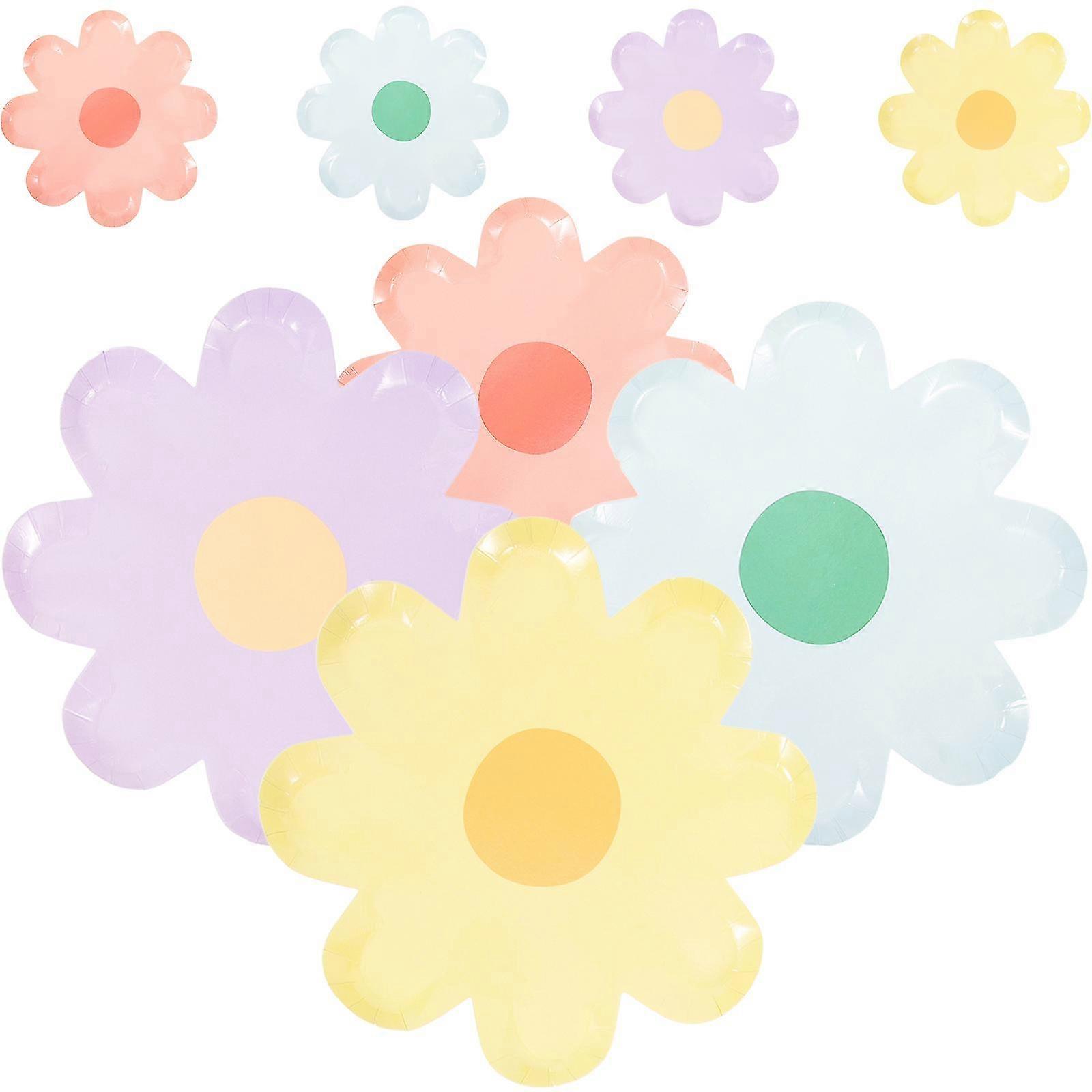 40pcs Disposable Paper Plates Cake Plates Flower Shaped Party Plates ...