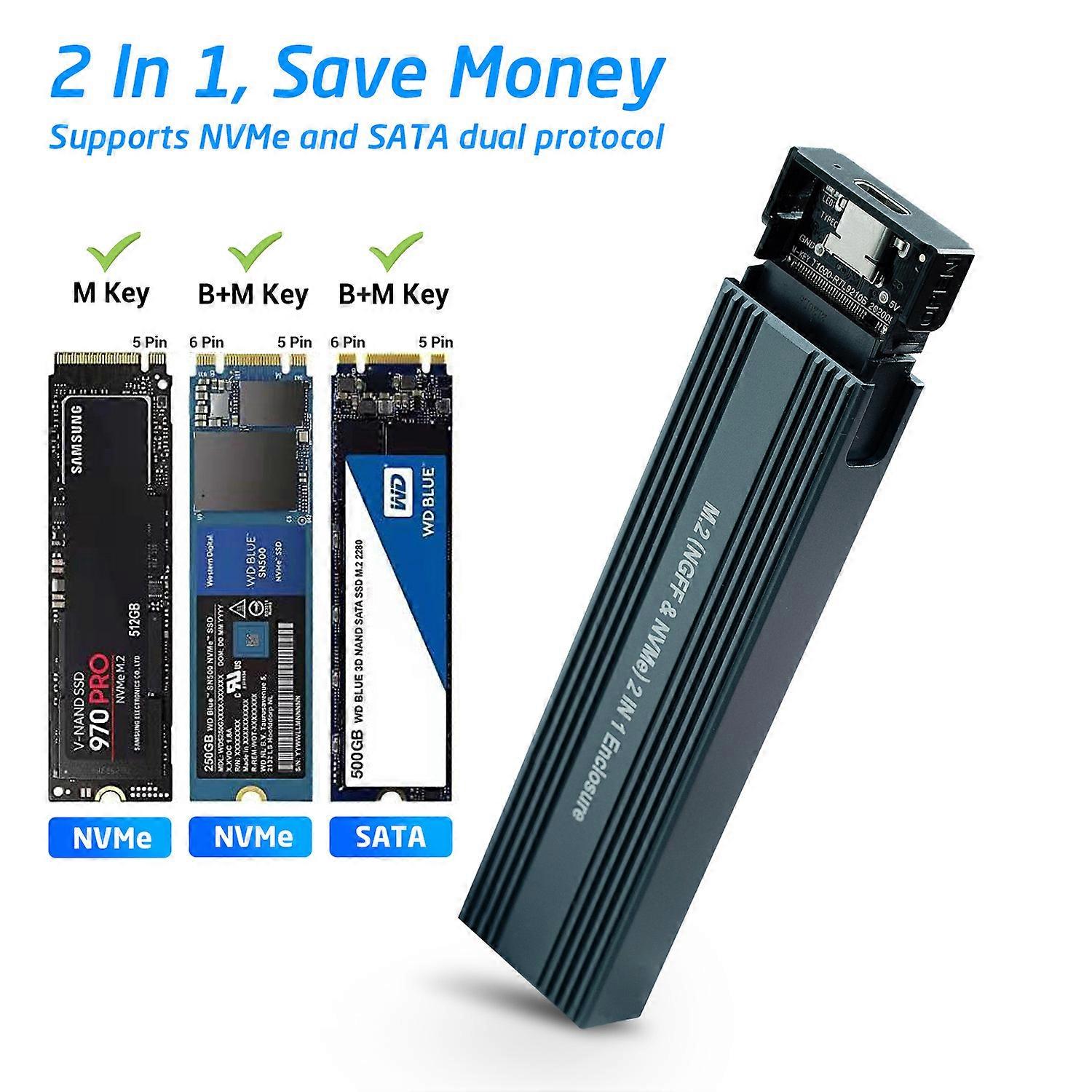 NVMe M2 SSD Enclosure External HD SSD NMVe Enclosure PCIE 10Gbps USB 3. ...